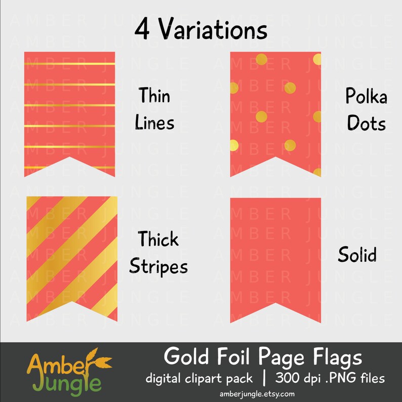 Page Flag Clipart- Gold Foil Page Flag Clip Art for Planner Stickers ...