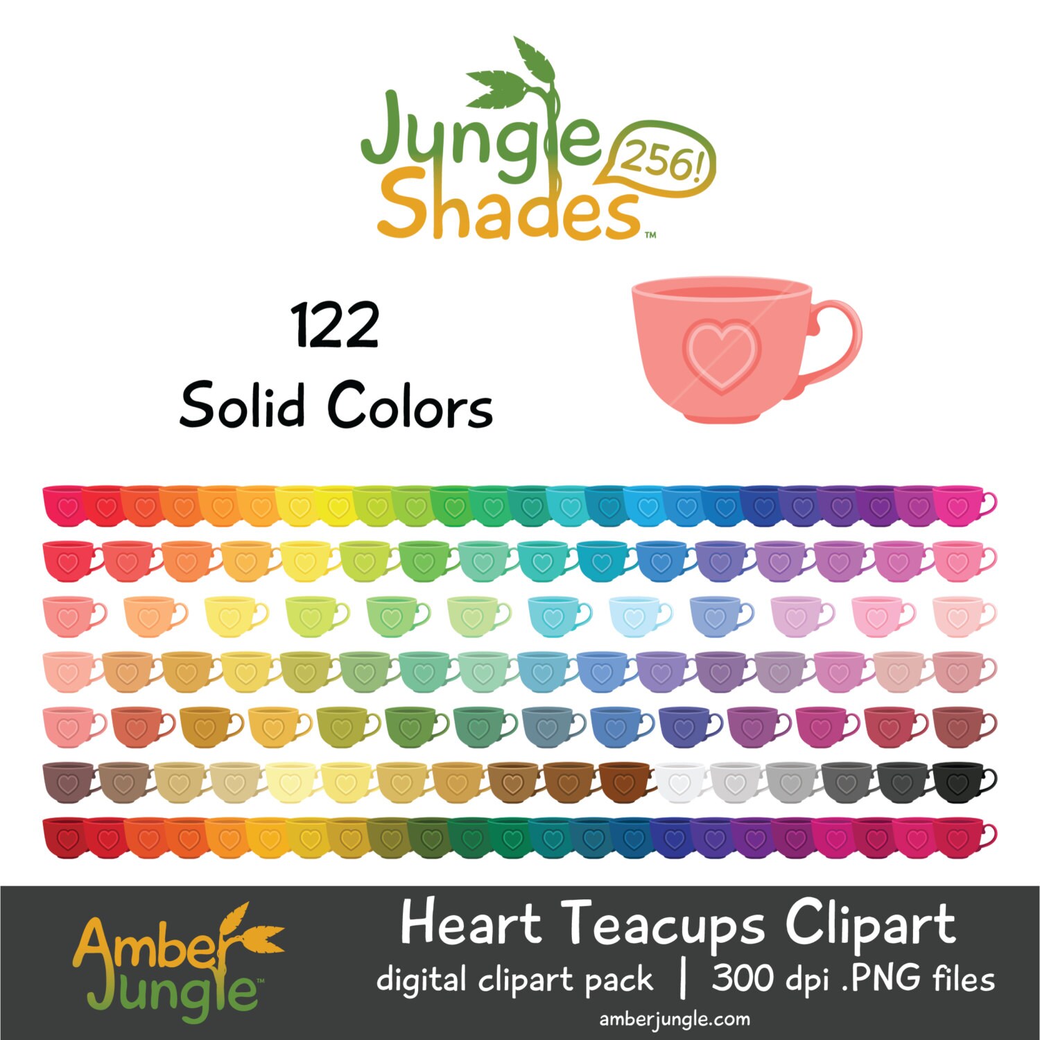 Teacups Clipart - Heart Tea Cup Clip Art for Planner Stickers- Tea Time ...