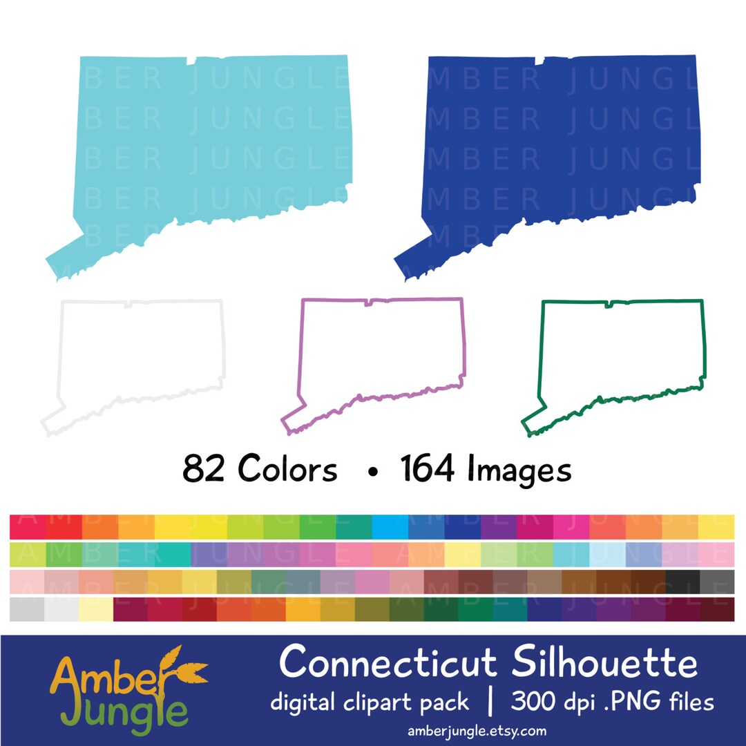 Connecticut Clipart- Connecticut Silhouette State Clip Art- Map Outline ...