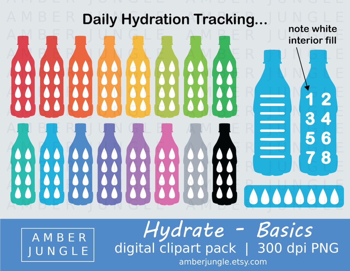 Hydration Clipart Basics - Instant Download! Hydrate Printable Clip Art ...