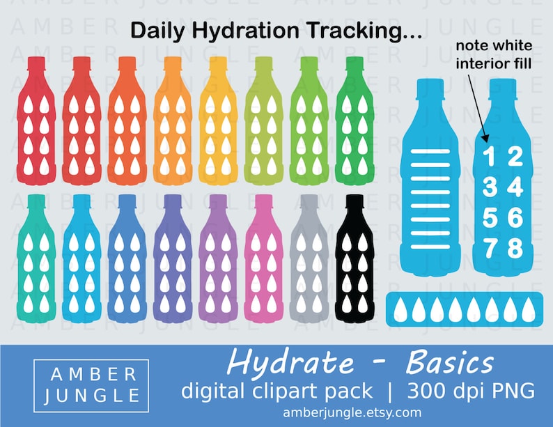 Hydration Clipart Basics - Instant Download! Hydrate Printable Clip Art ...