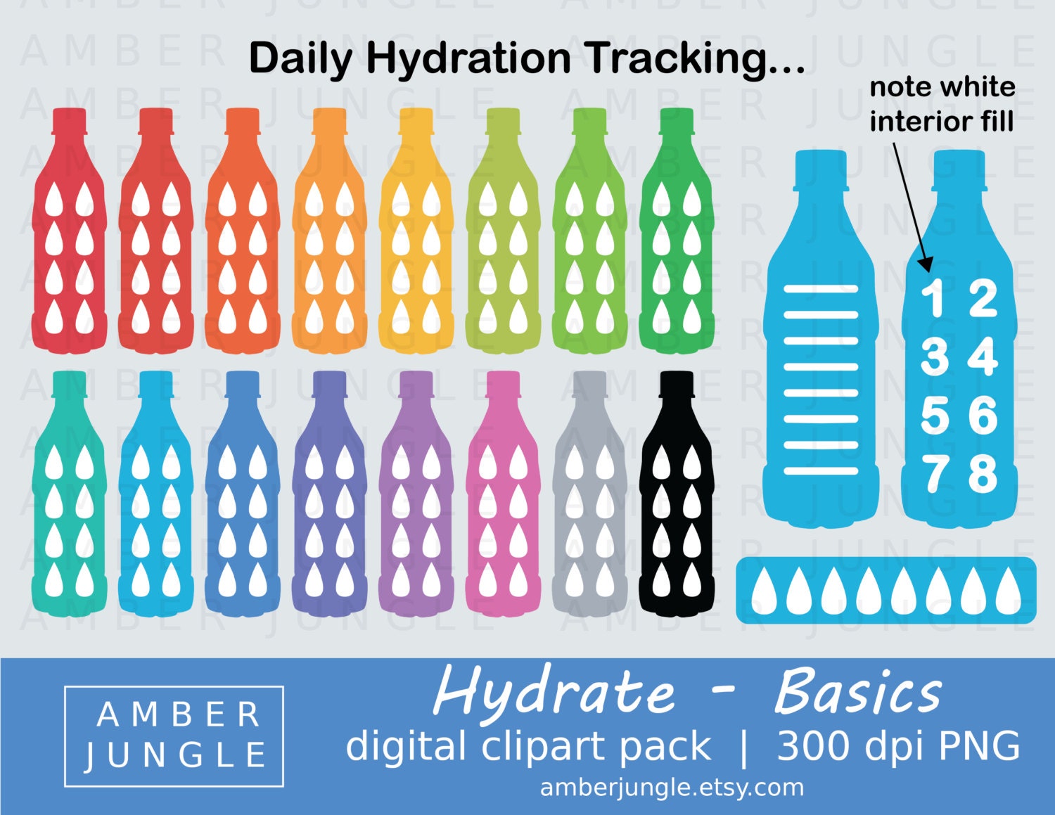 Hydration Clipart Basics - Instant Download! Hydrate Printable Clip Art ...