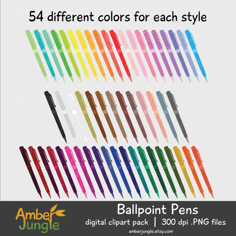 Ballpoint Pen Clipart- Instant Download! Pen Clip Art Digital Planner ...