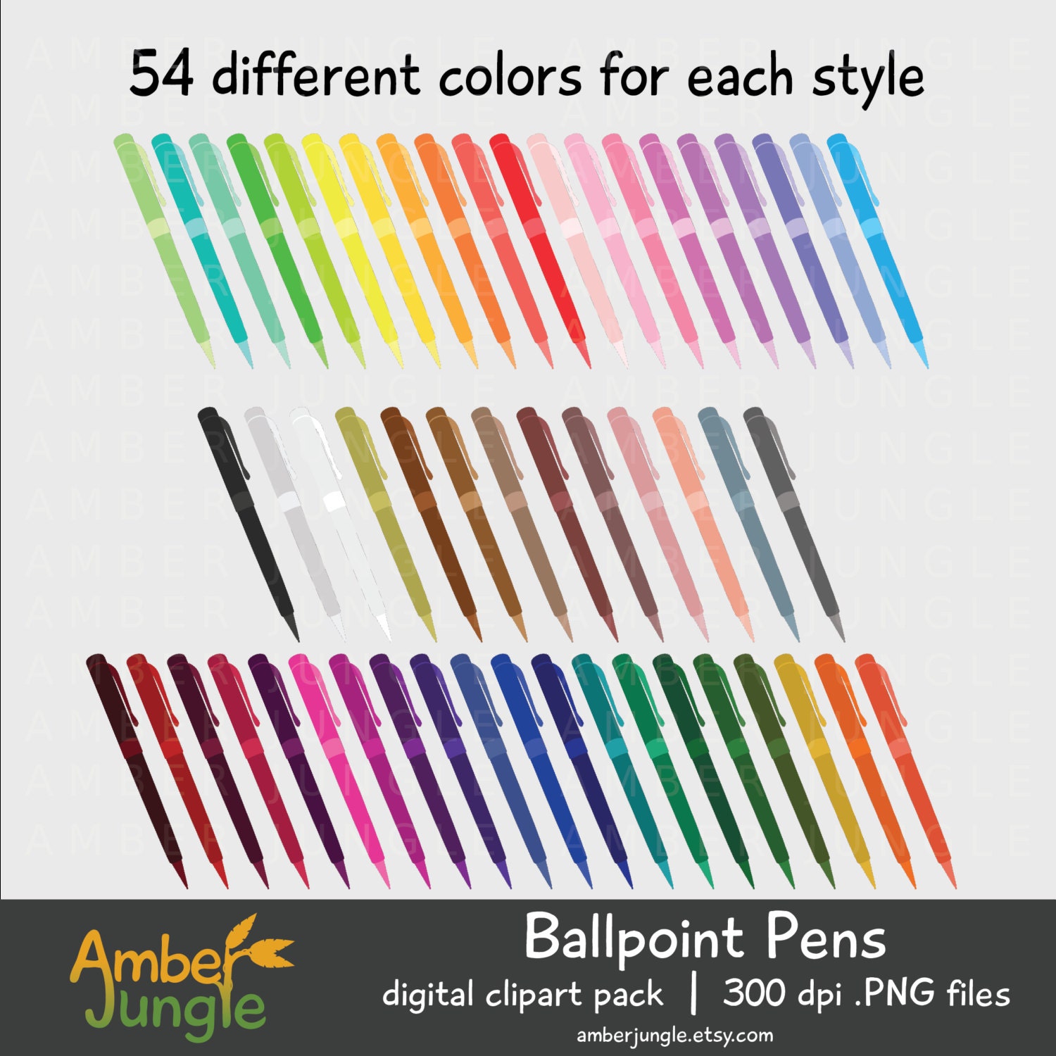 Ballpoint Pen Clipart- Instant Download! Pen Clip Art Digital Planner ...