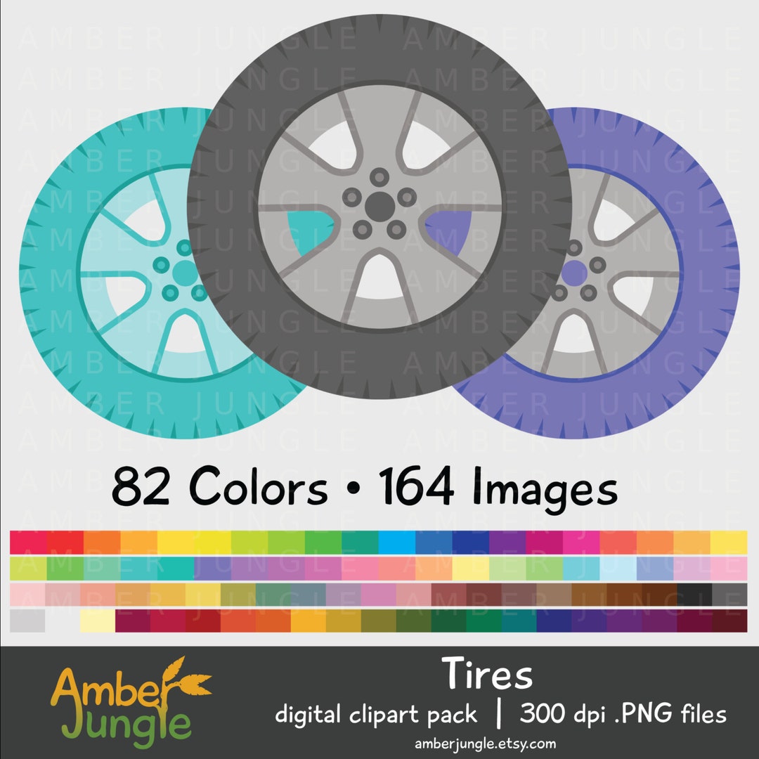 Tire Clipart- Rainbow Tyre Clip Art for Planner Stickers- Cute Race Car ...