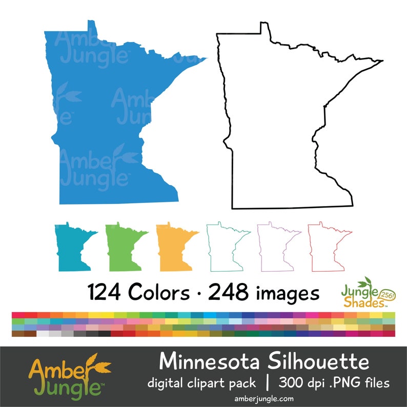 Minnesota Clipart- Minnesota Silhouette State Clip Art- MN Map Outline ...