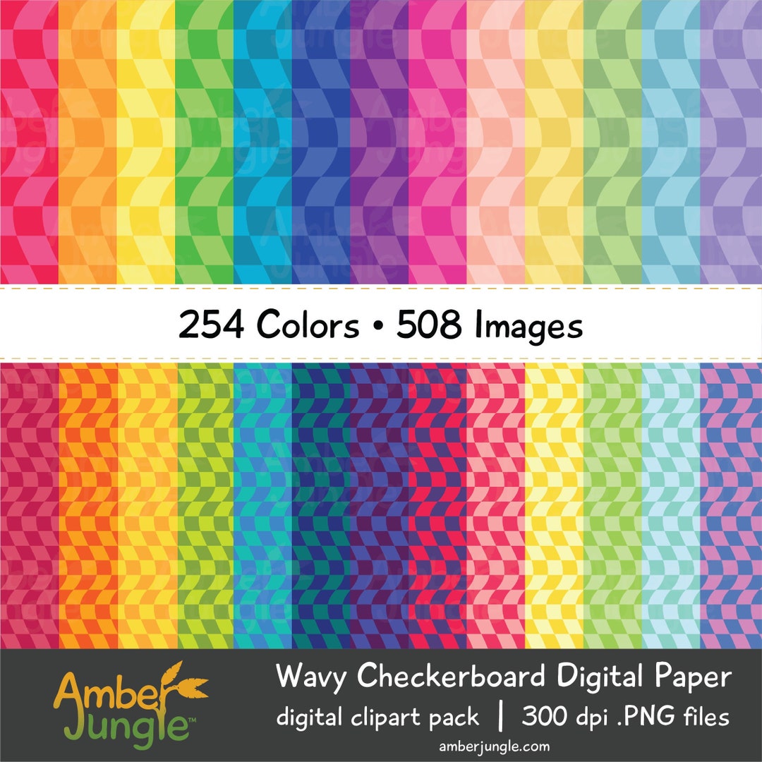 Wavy Checkerboard Digital Paper Pack: 12x12 Inch Seamless/tiling ...
