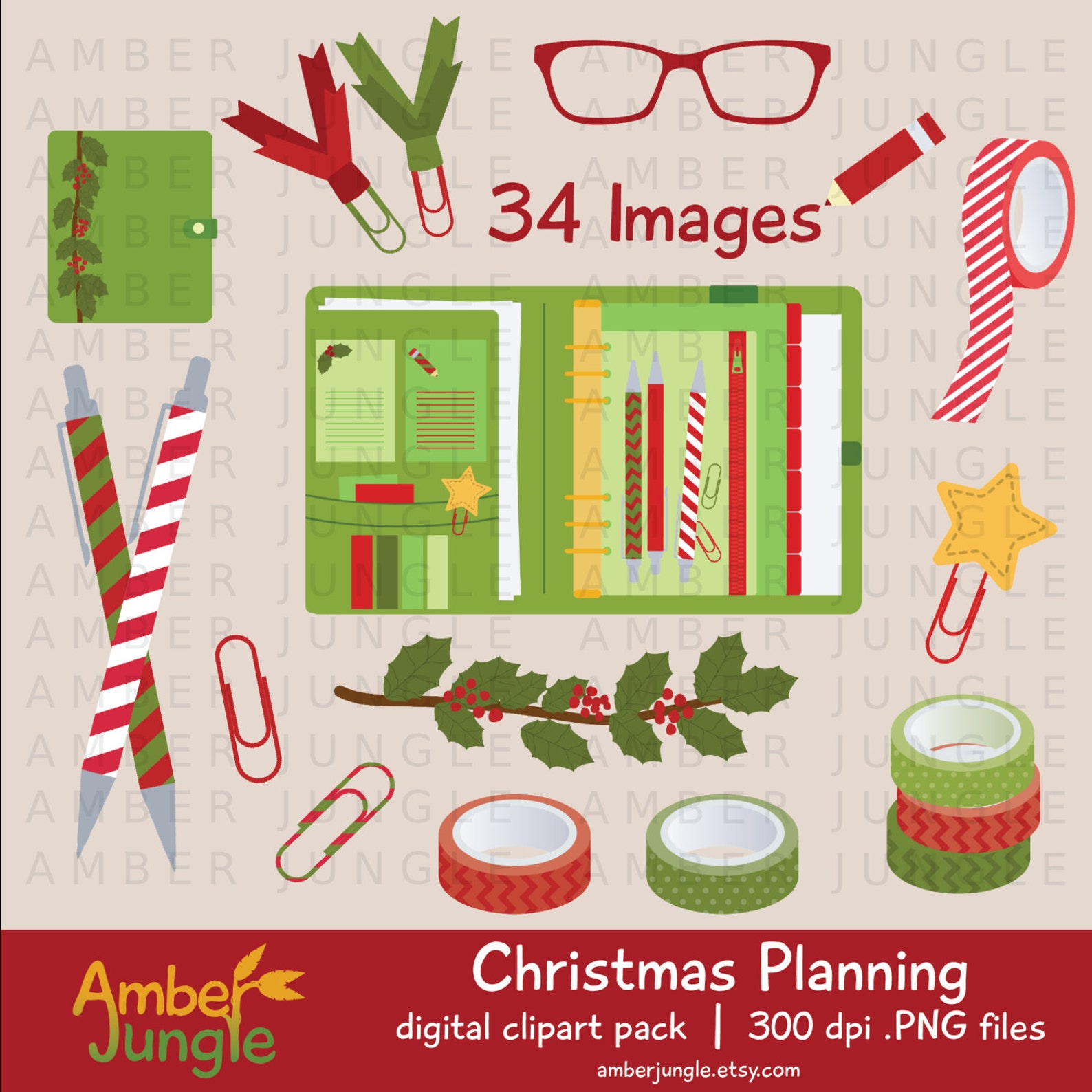 Christmas Planner Clipart- Instant Download! Holiday Planner Clip Art ...