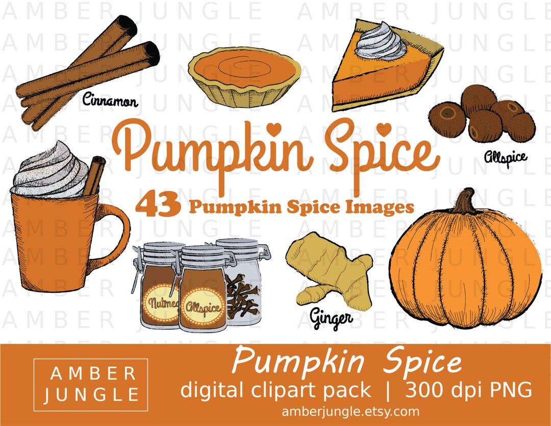 Pumpkin Spice Clipart - Instant Download! Pumpkin Pie Spice Latte Clip ...