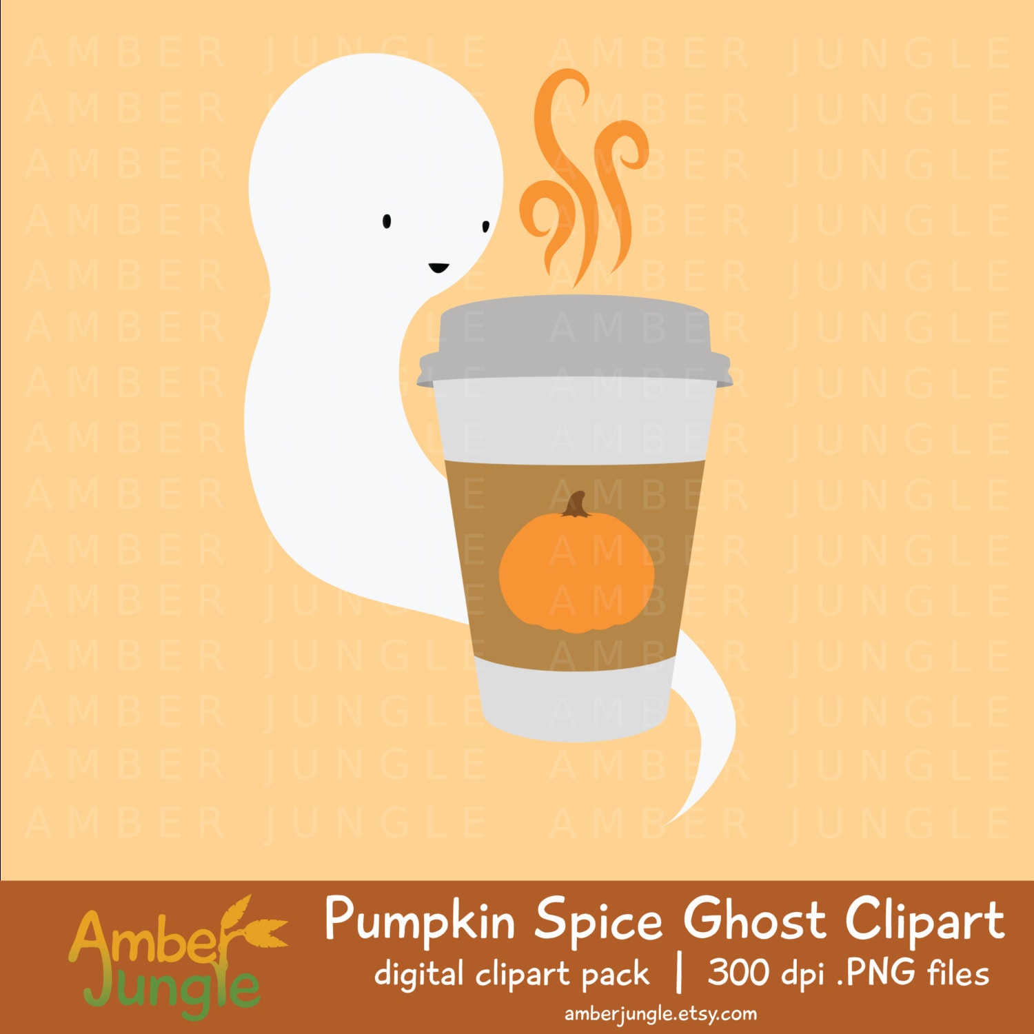 Pumpkin Spice Ghost Clipart - Pumpkin Pie Spice Latte Clip Art Fall ...