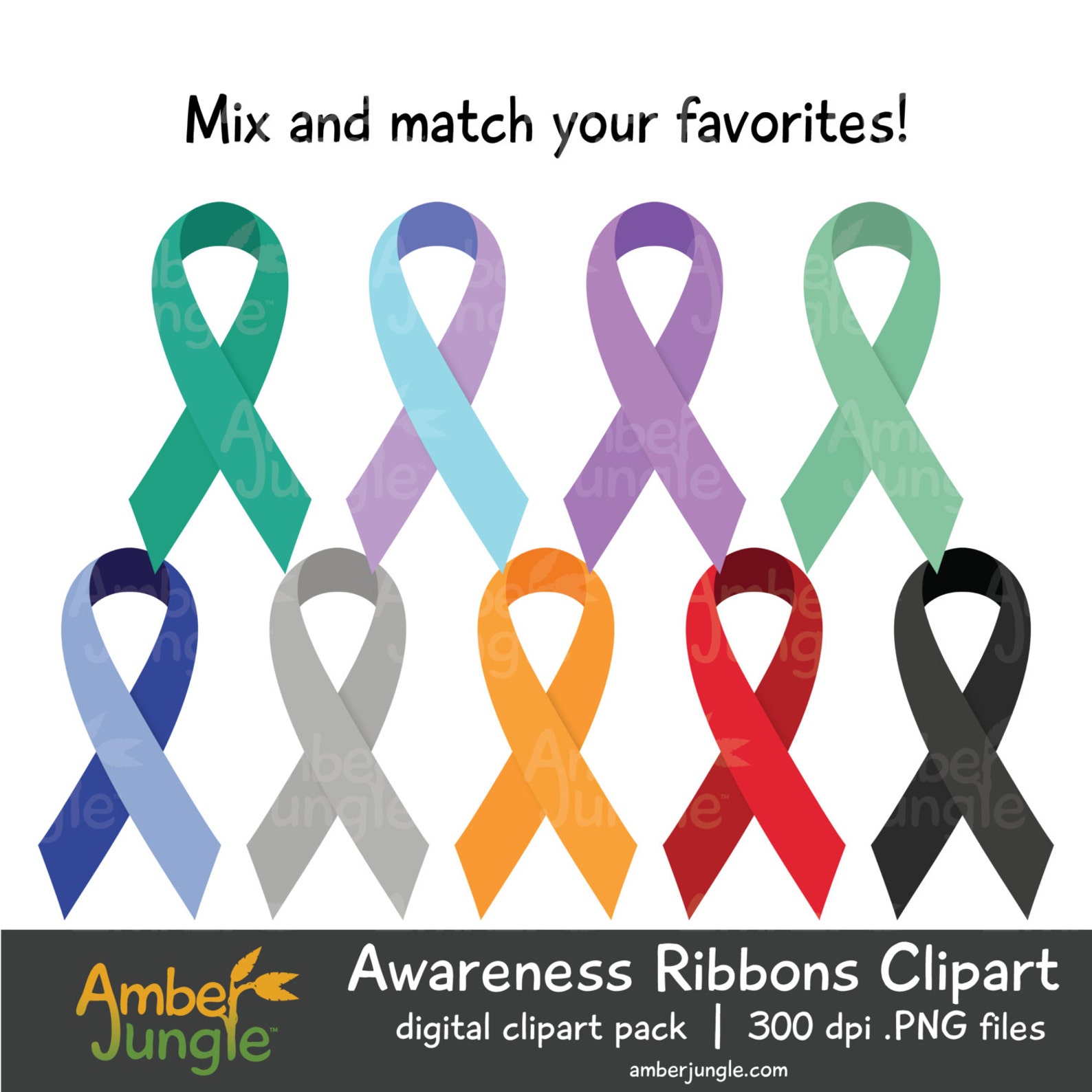 Awareness Ribbons Clipart - Clip Art for Planner Stickers - Support ...