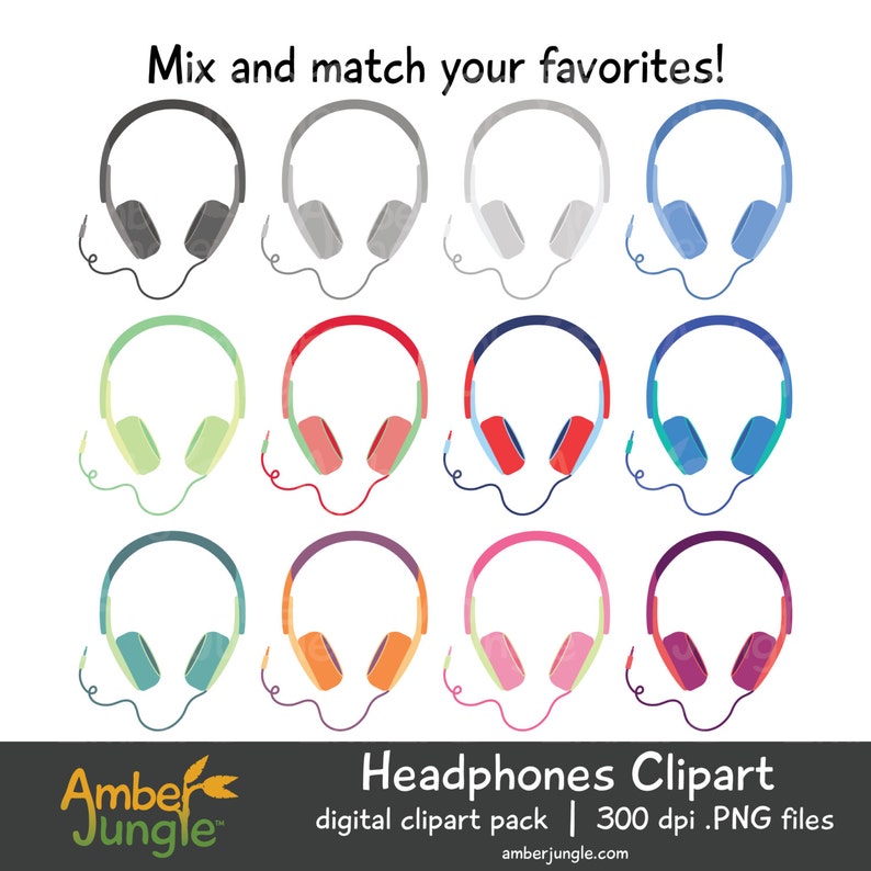 Headphones Clipart- Earphones Clip Art for Planner Stickers- Listen to ...