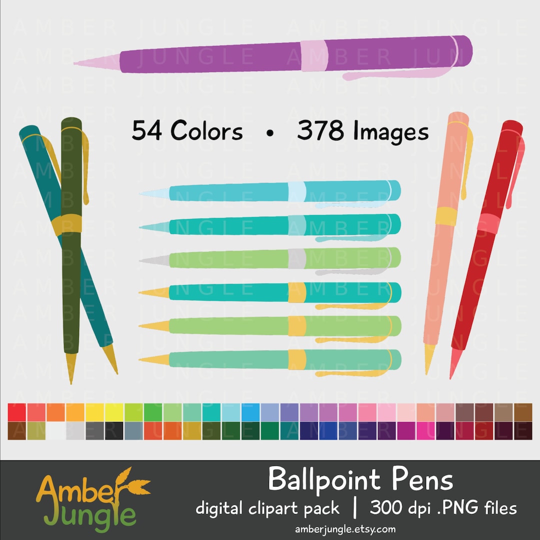 Ballpoint Pen Clipart- Instant Download! Pen Clip Art Digital Planner ...