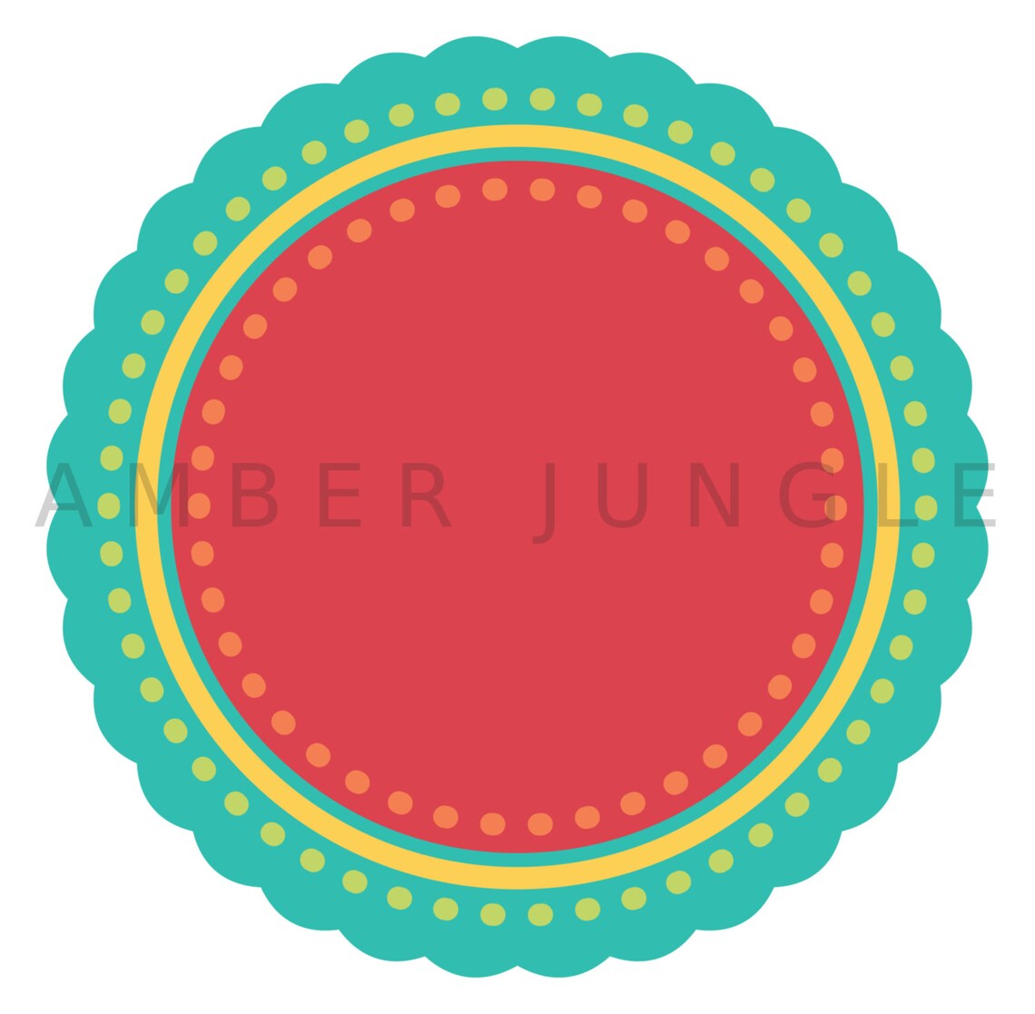 Scalloped Circle Frame Clipart - Circular Doilies - Instant Download ...