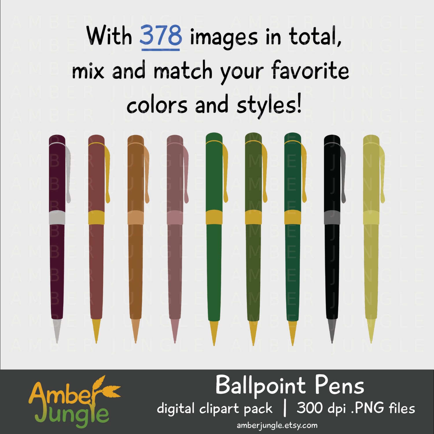 Ballpoint Pen Clipart- Instant Download! Pen Clip Art Digital Planner ...