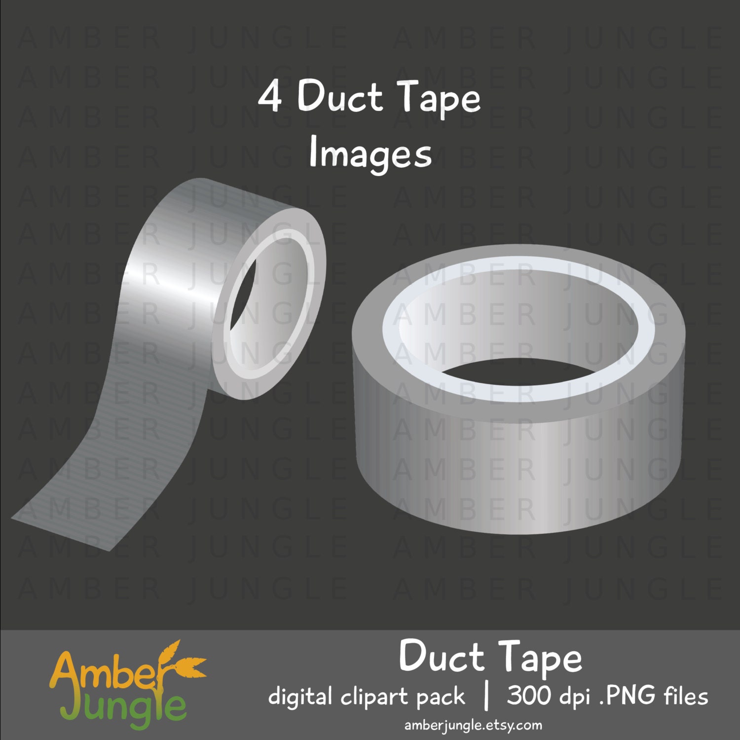 Duct Tape Roll Clipart - Instant Download! Duck Tape Clip Art, Silver ...