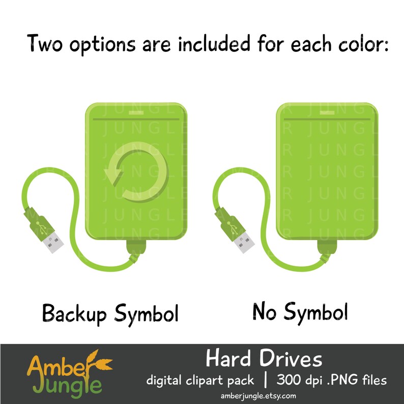Hard Drive Clipart- External Disk Backup Clip Art- Portable USB HDD SSD ...