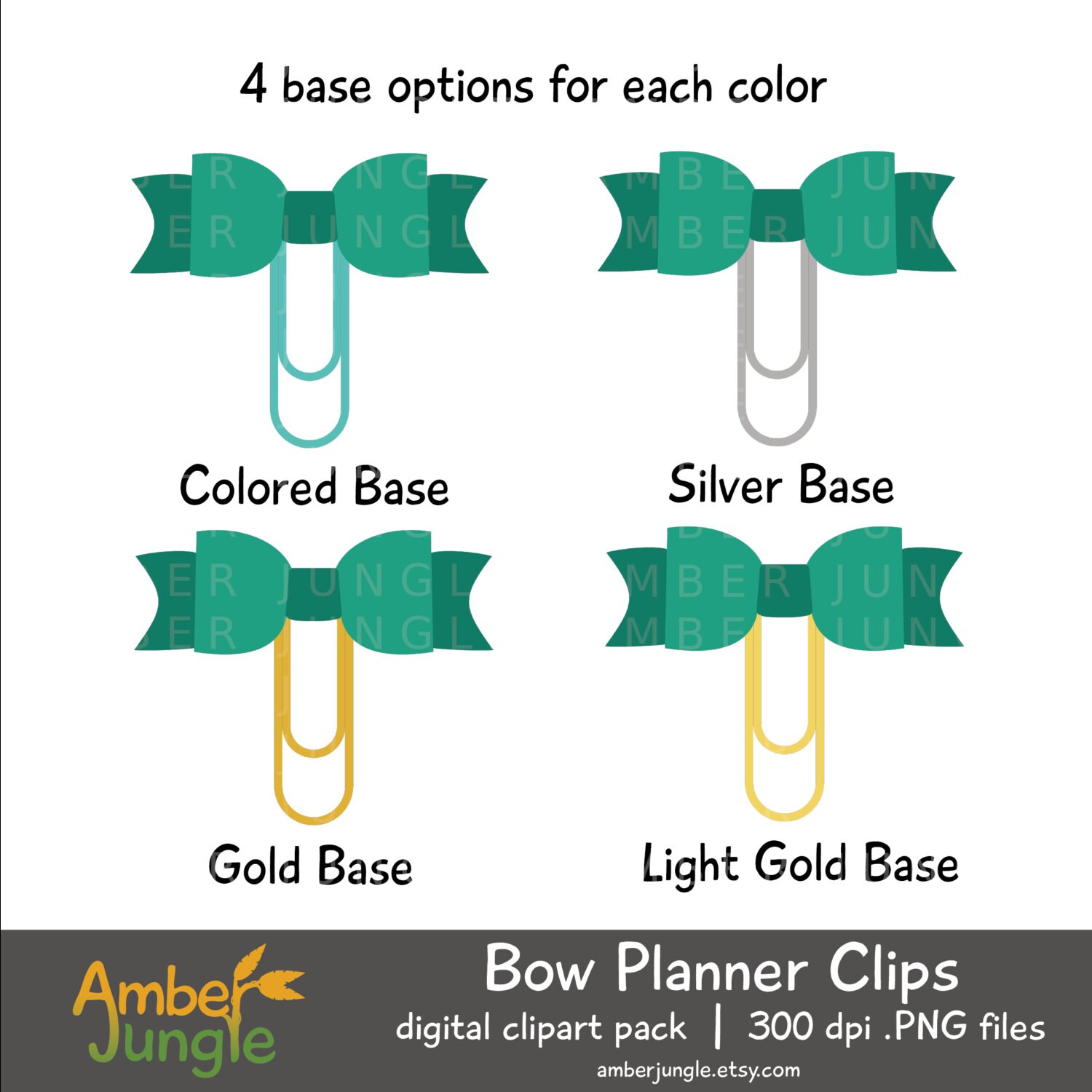 Bow Planner Clip Clipart - Instant Download! Ribbon Planner Clips Clip ...