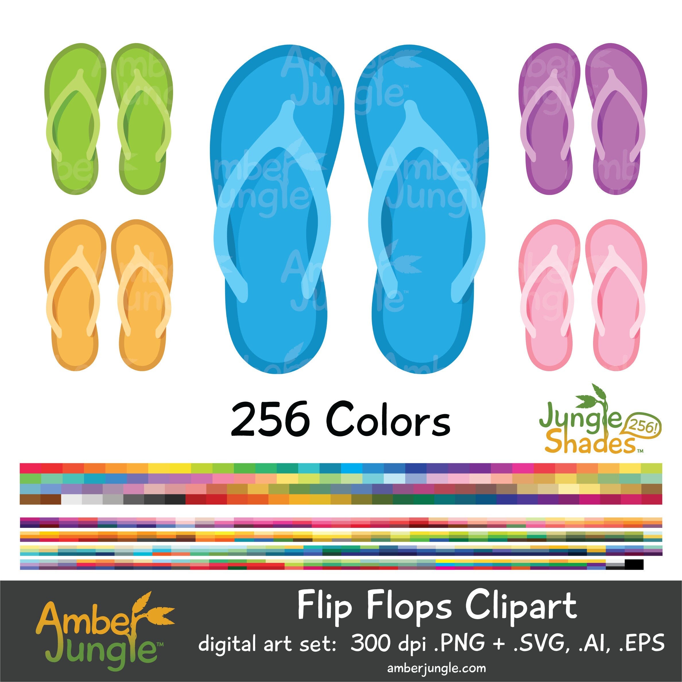 Flip Flop Clipart- Sandal Clip Art- Summer Thongs for Planner Stickers ...