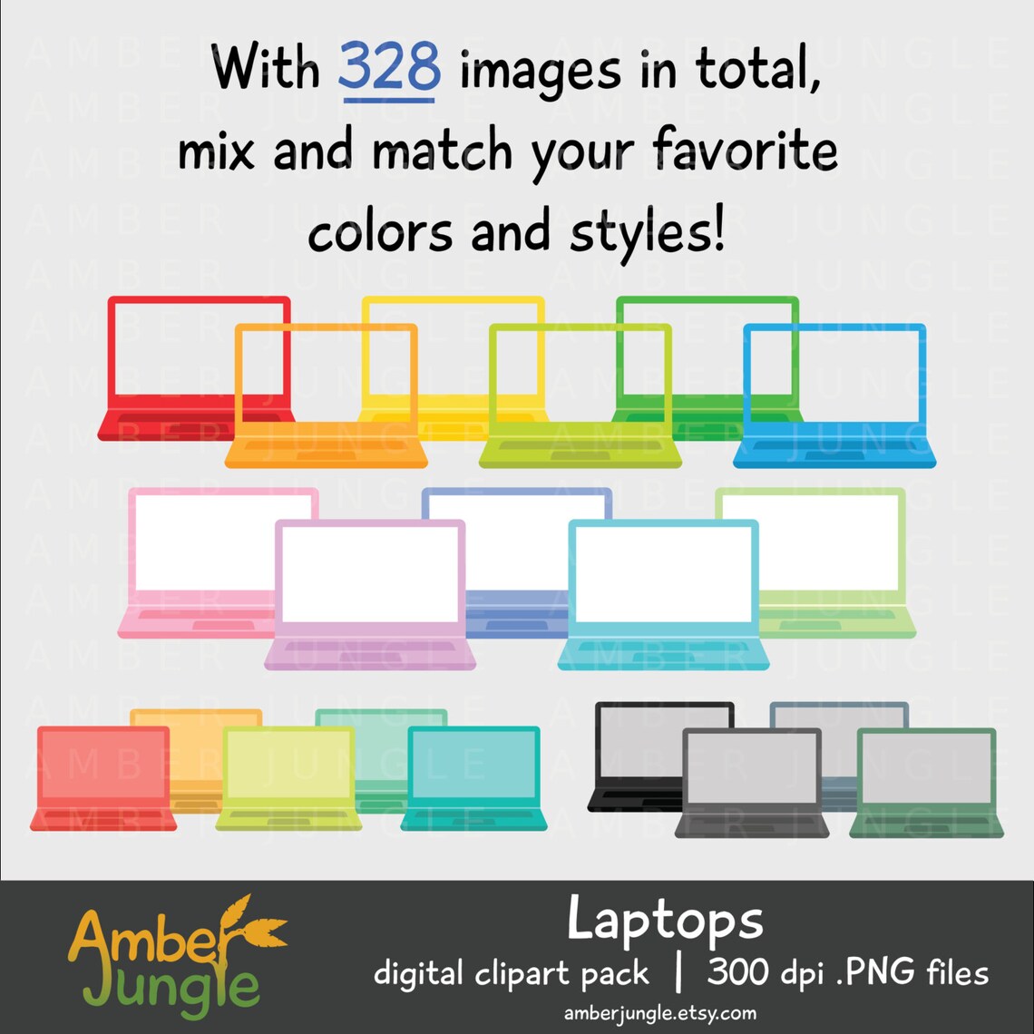 Laptop Clipart- Open Notebook Computer Clip Art for Planner Stickers ...