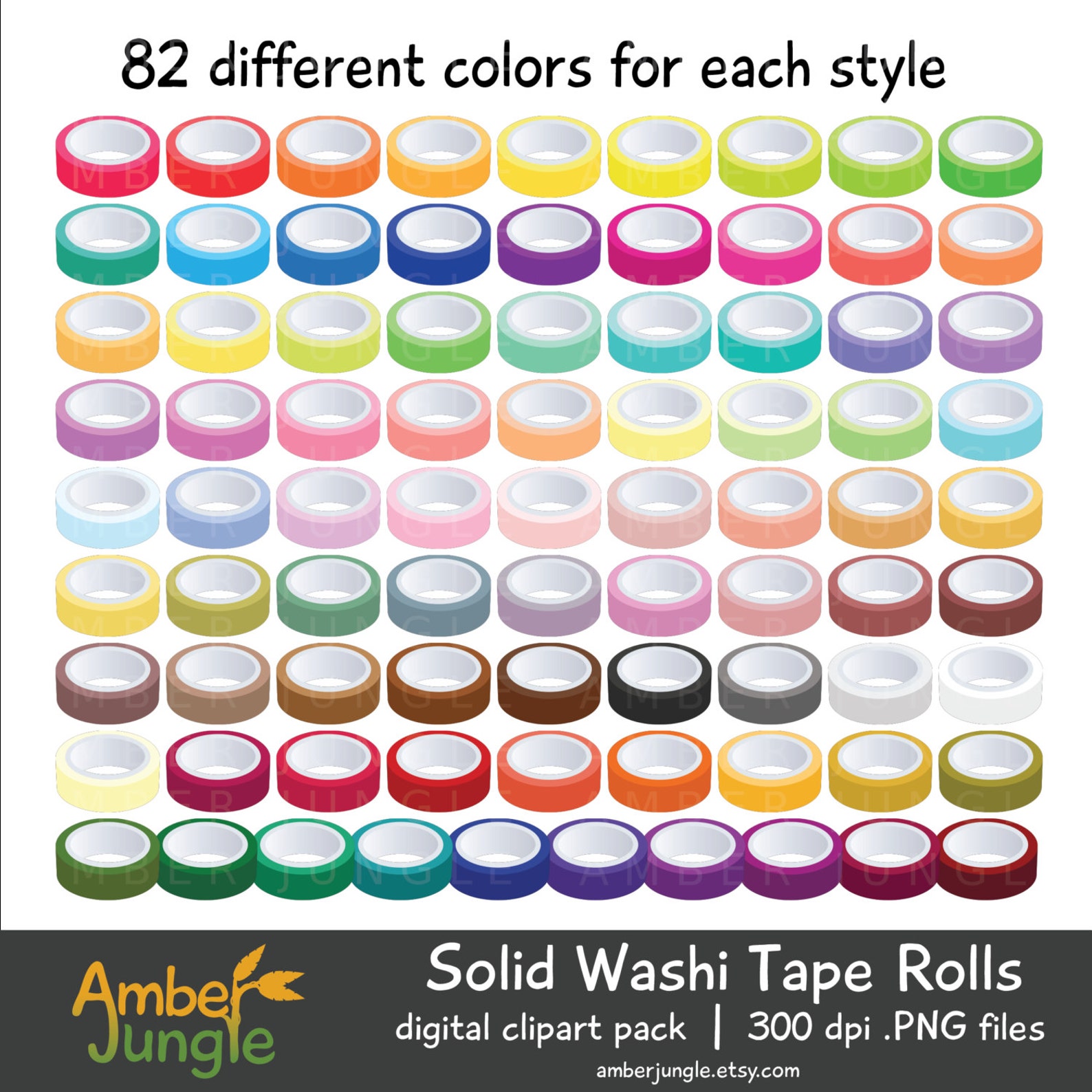 Washi Tape Roll Clipart - Solid Washi Tape Clip Art for Planner ...