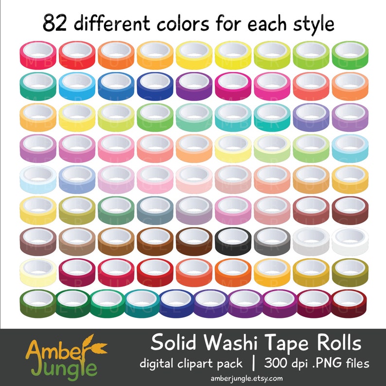 Washi Tape Roll Clipart - Solid Washi Tape Clip Art for Planner ...