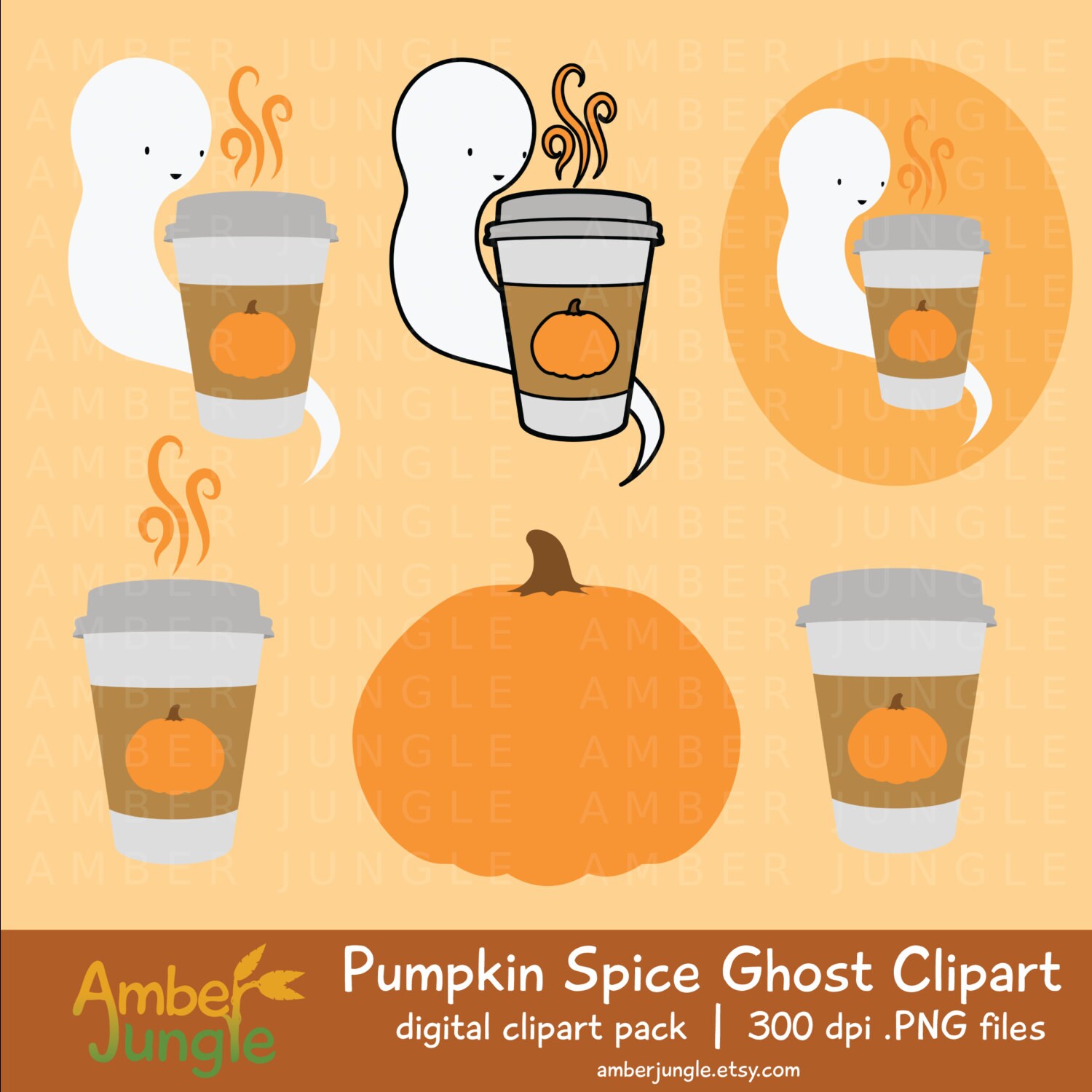 Pumpkin Spice Ghost Clipart - Pumpkin Pie Spice Latte Clip Art Fall ...