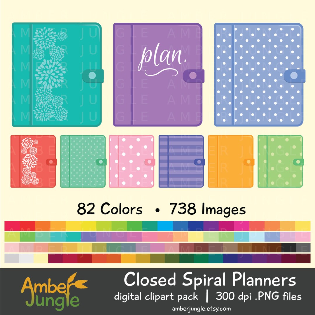 Planner Clipart- Closed A5 Planner Clip Art for Planner Stickers ...