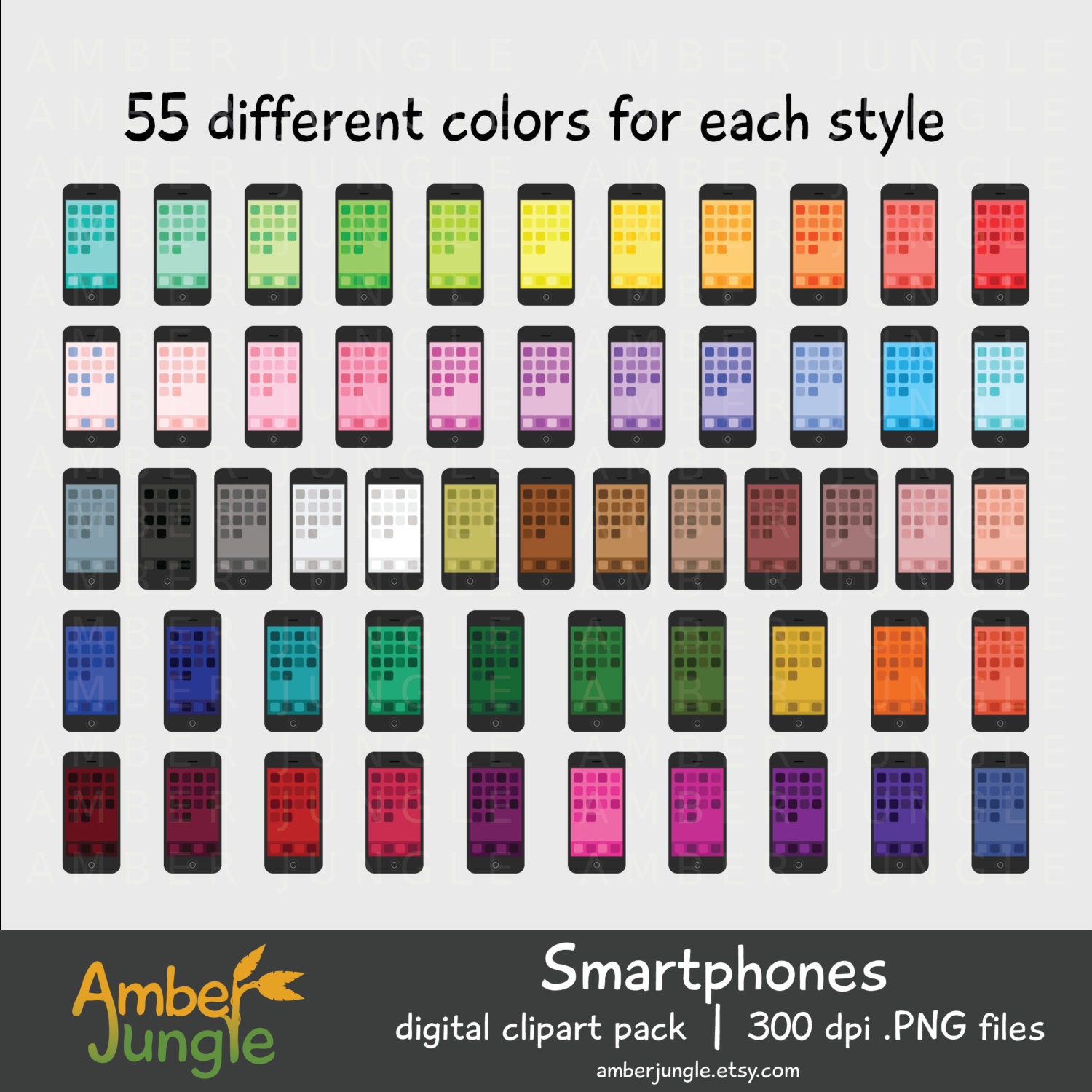 Smartphone Clipart- Instant Download! Smart Phone Clip Art iPhone Cell ...