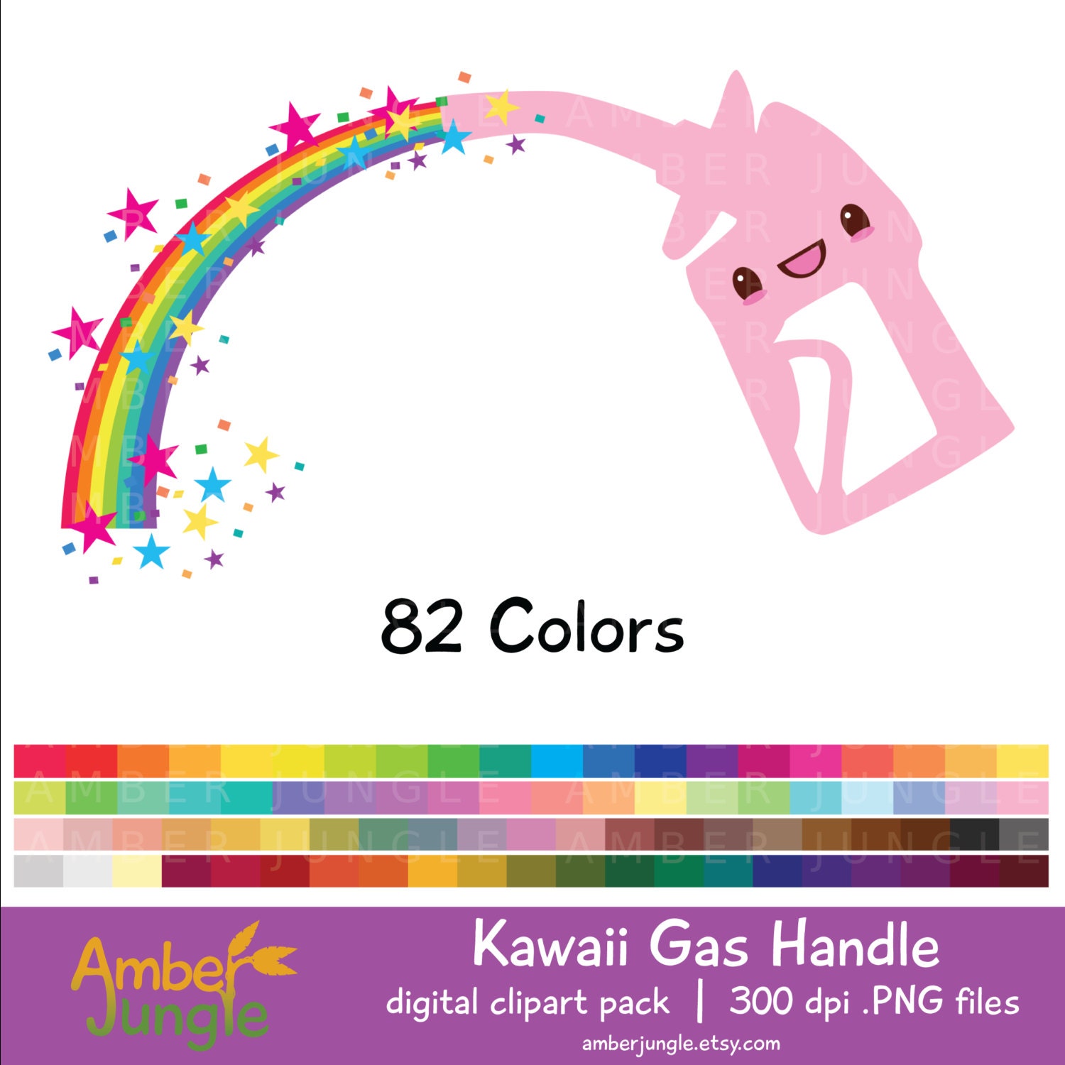 Kawaii Gas Clipart- Rainbow Gasoline Clip Art for Planner Stickers ...