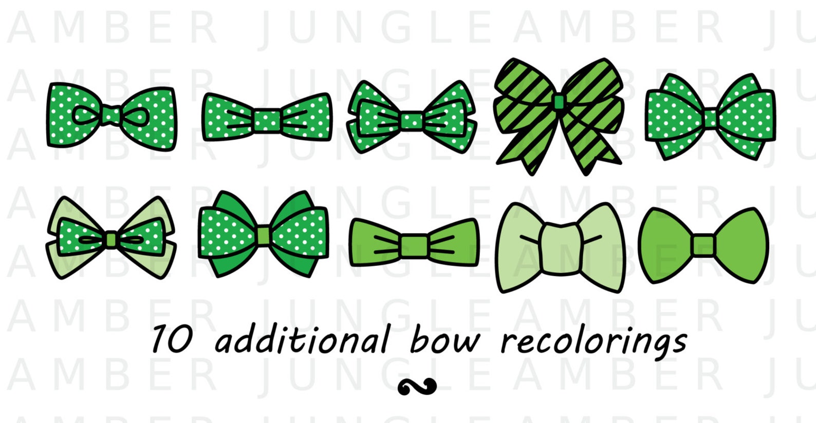 Green Bows Clipart - Instant Download! Printable Digital Bow Clip Art ...