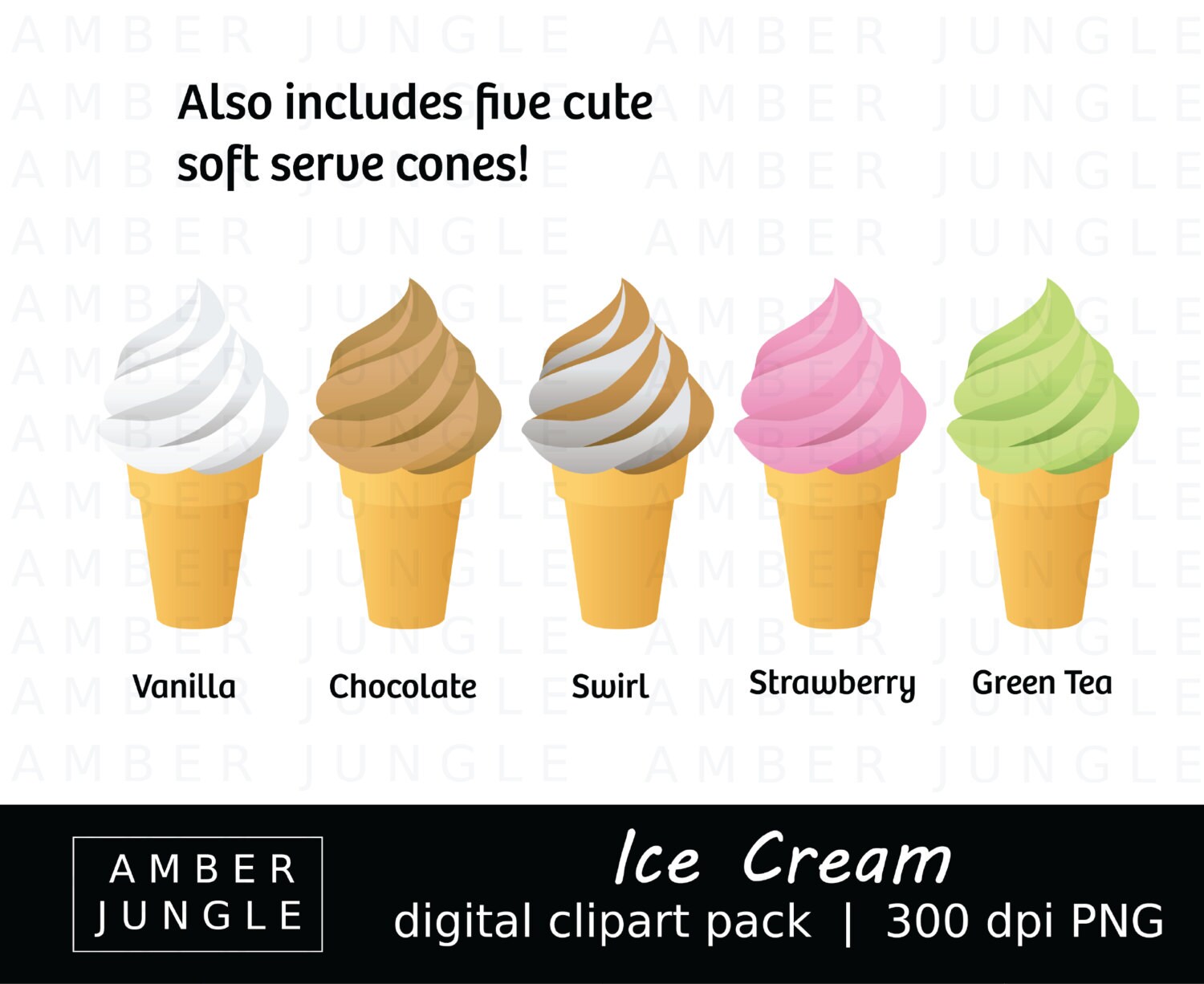 Ice Cream Clipart - Instant Download! Ice Cream Cone Clip Art Sweet ...