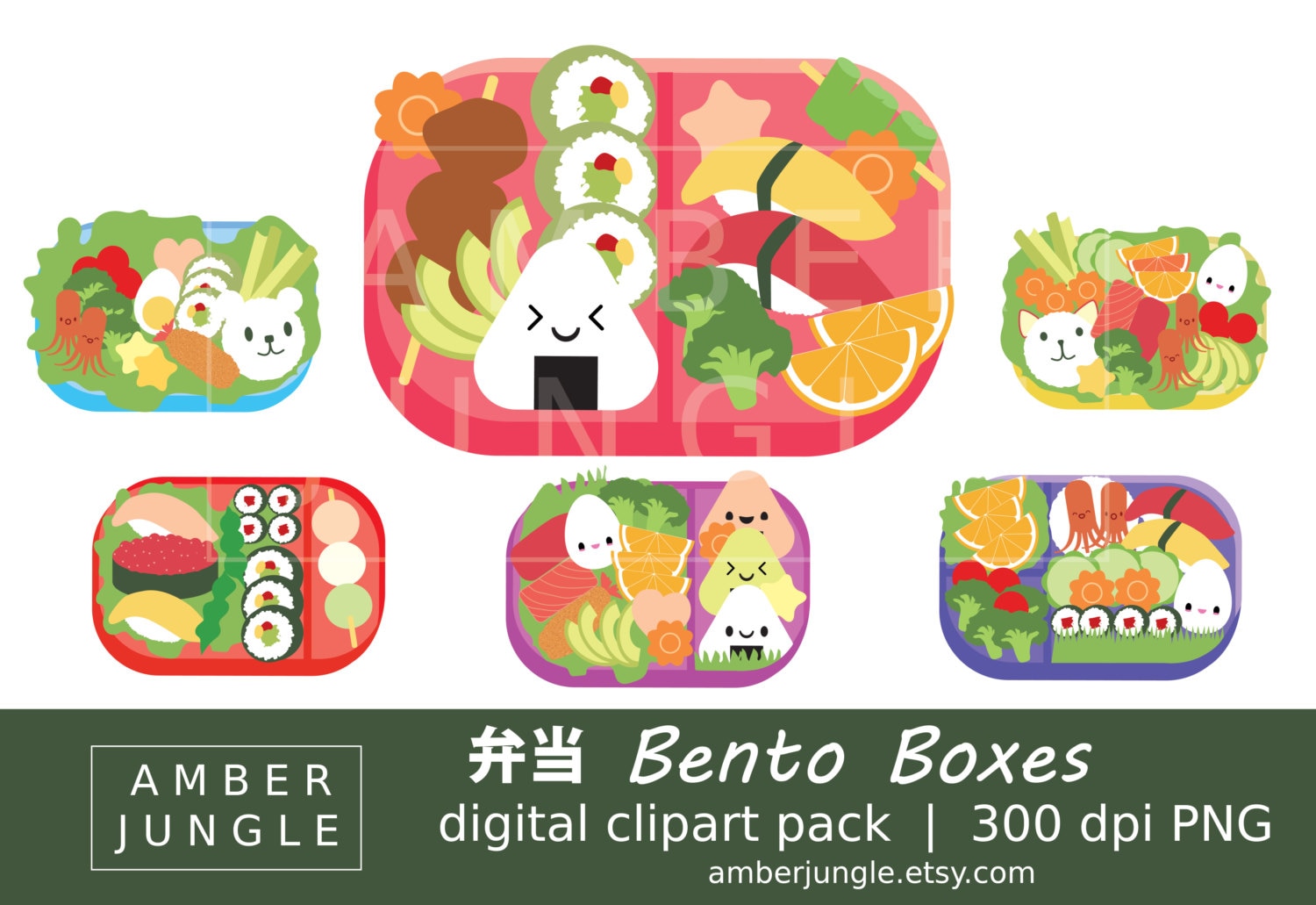 Bento Box Clipart - Kawaii Bento Clip Art for Planner Stickers ...