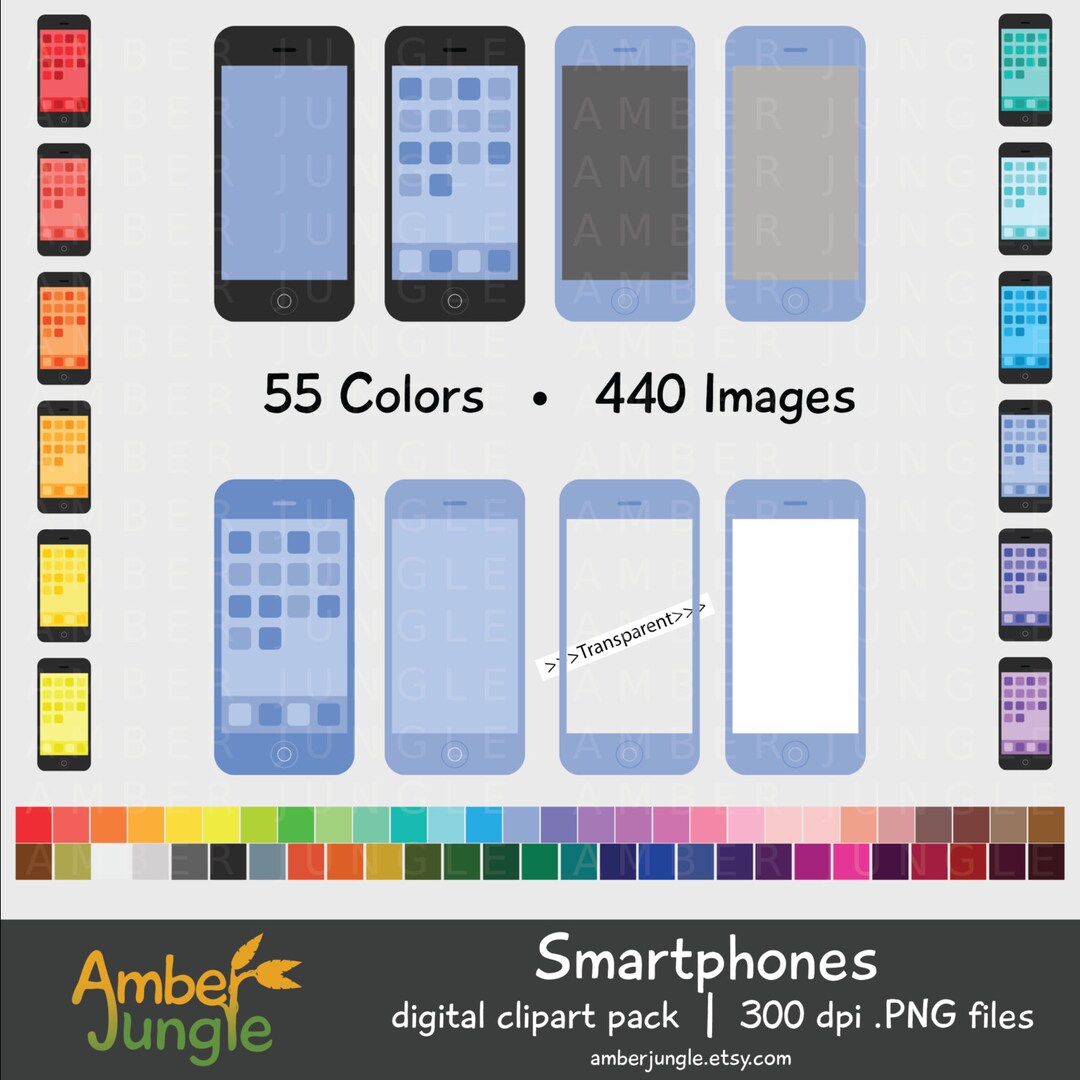 Smartphone Clipart- Instant Download! Smart Phone Clip Art iPhone Cell ...