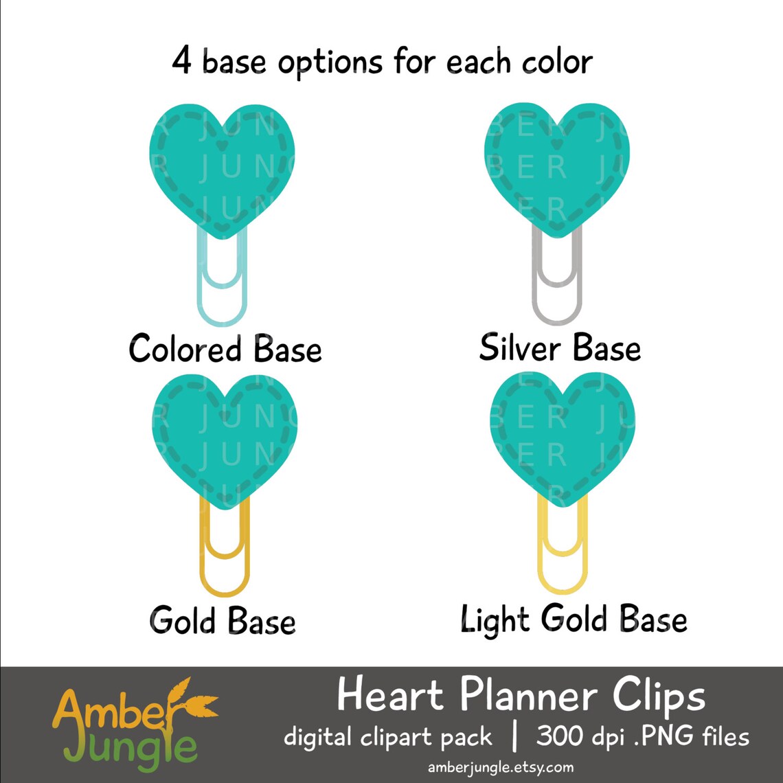 Heart Planner Clips Clipart - Heart Shaped Paper Clip Art Rainbow ...