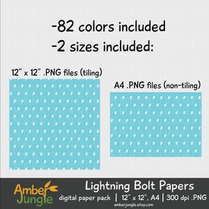 Lightning Bolt Digital Paper Pack- White Lightening- Rainbow Basic ...