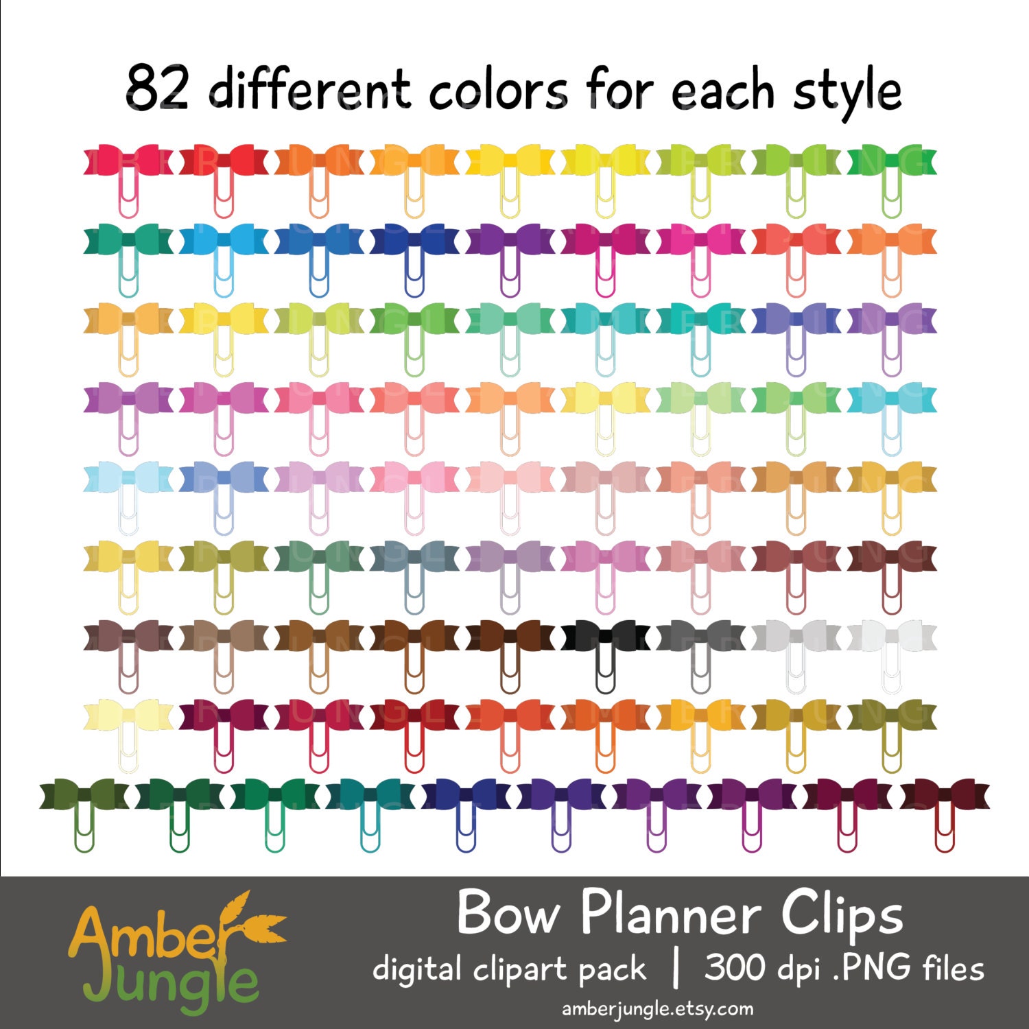 Bow Planner Clip Clipart - Instant Download! Ribbon Planner Clips Clip ...