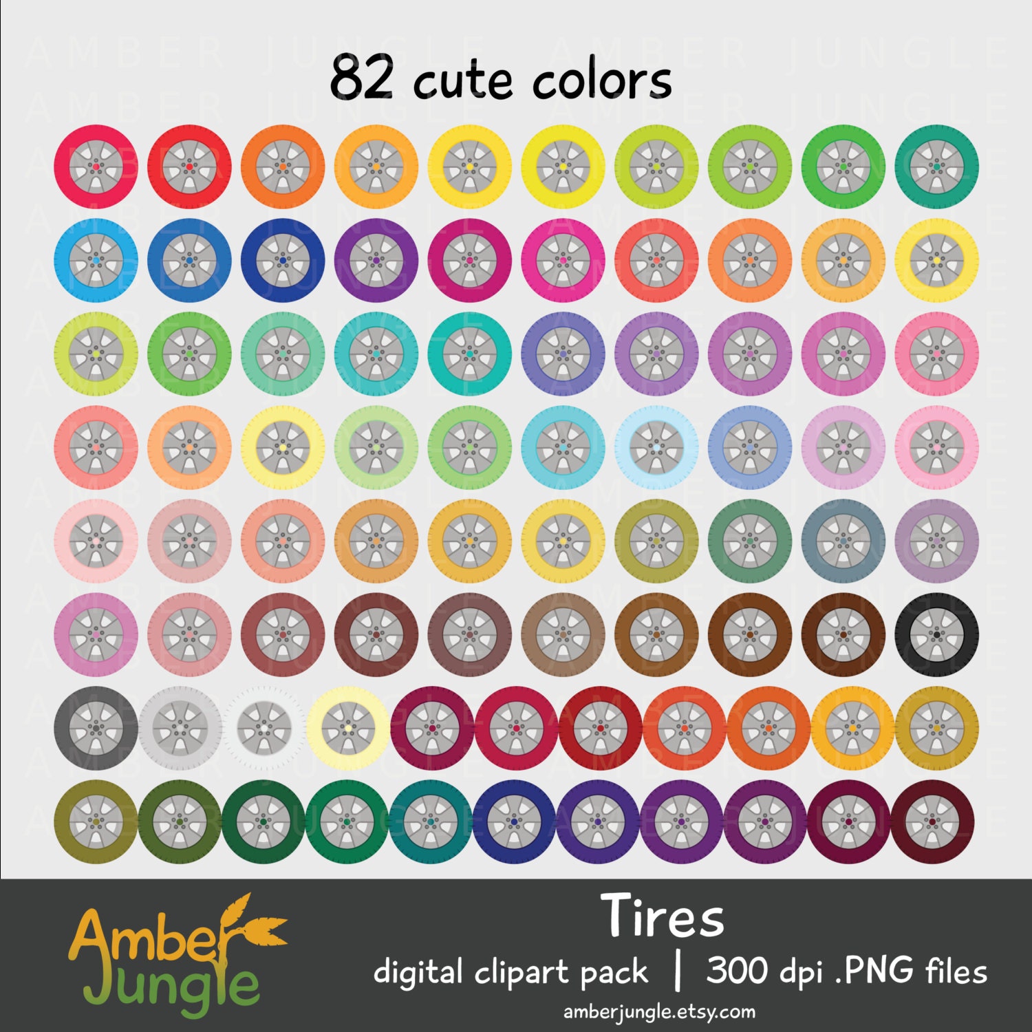 Tire Clipart- Rainbow Tyre Clip Art for Planner Stickers- Cute Race Car ...