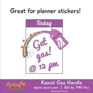Kawaii Gas Clipart- Rainbow Gasoline Clip Art for Planner Stickers ...