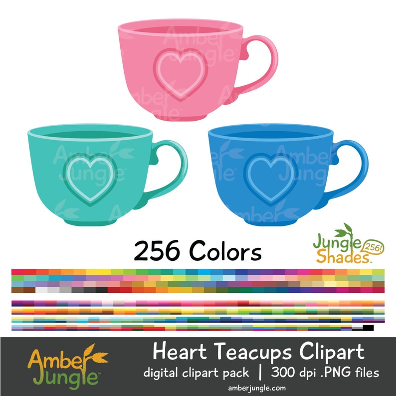 Teacups Clipart - Heart Tea Cup Clip Art for Planner Stickers- Tea Time ...