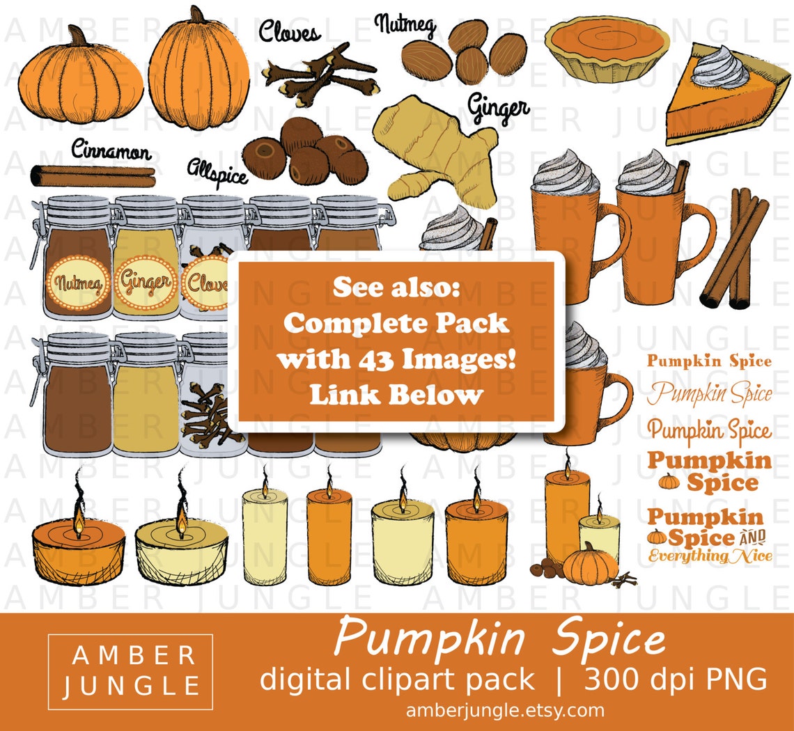 Pumpkin Spice Clipart Mini Pack- Instant Download! Pumpkin Pie Spice ...