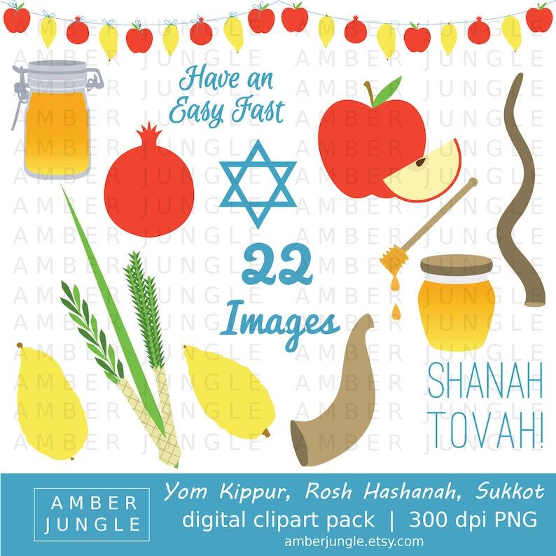 Rosh Hashanah Clipart- Yom Kippur Sukkot Clip Art- Instant Download ...