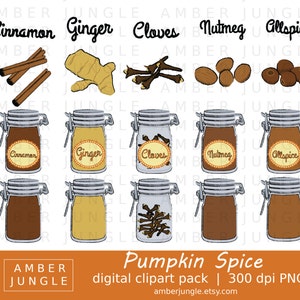 Pumpkin Spice Clipart - Instant Download! Pumpkin Pie Spice Latte Clip ...