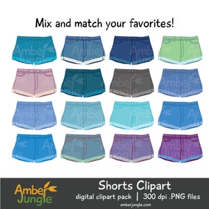 Shorts Clipart - Clip Art for Planner Stickers- Blue Jean Denim Short ...