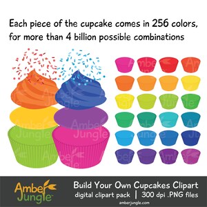 Cupcakes Clipart- Clip Art for Planner Stickers- Build Your Own Cup ...