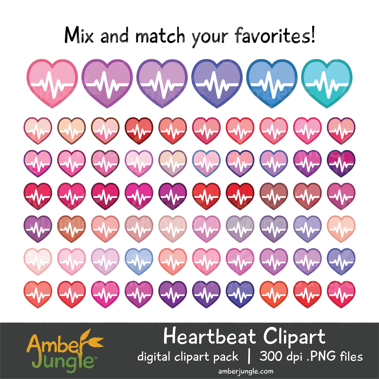 Heartbeat Clipart - Heart Rate Clip Art for Planner Stickers- Heart ...