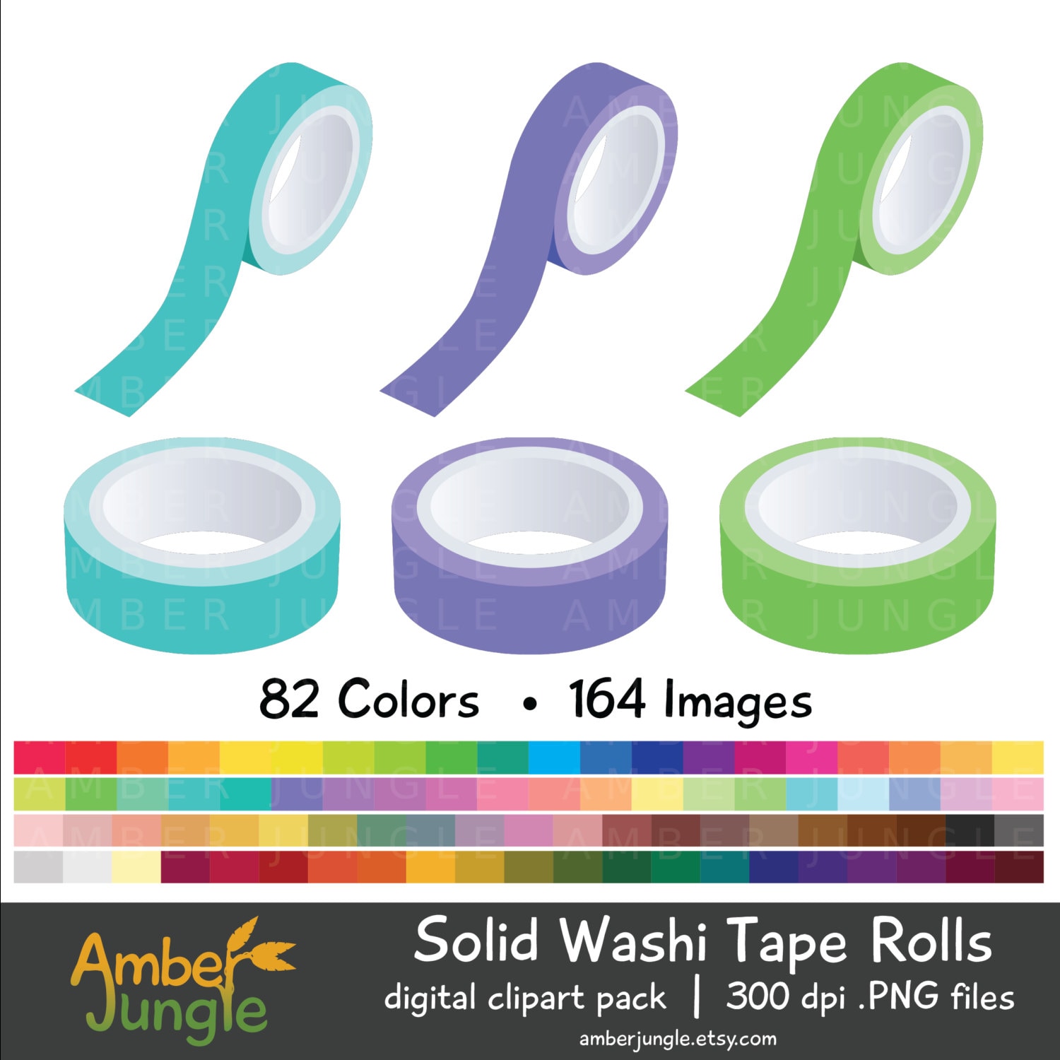 Washi Tape Roll Clipart - Solid Washi Tape Clip Art for Planner ...
