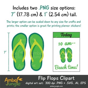 Flip Flop Clipart- Sandal Clip Art- Summer Thongs for Planner Stickers ...