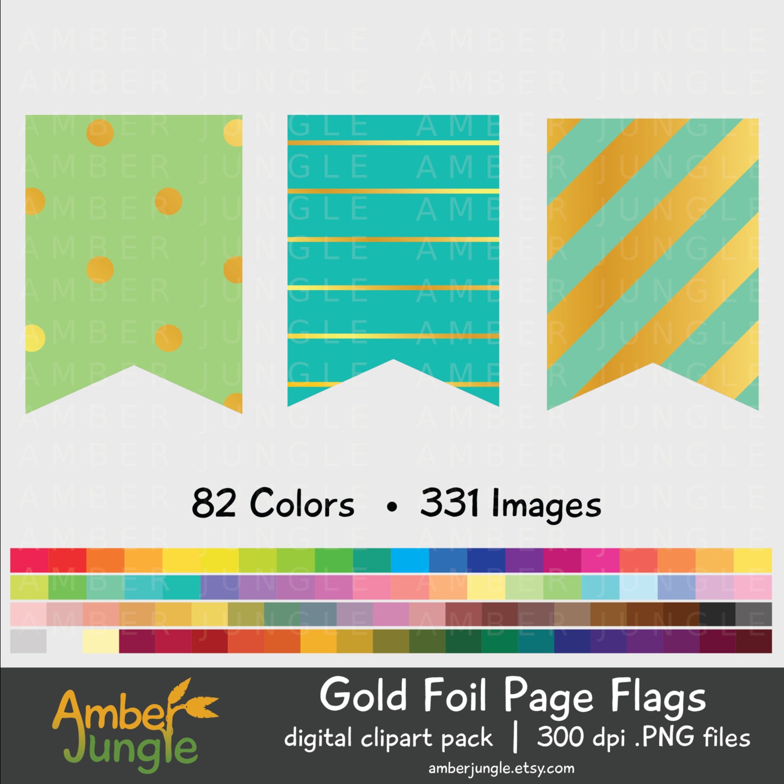 Page Flag Clipart- Gold Foil Page Flag Clip Art for Planner Stickers ...