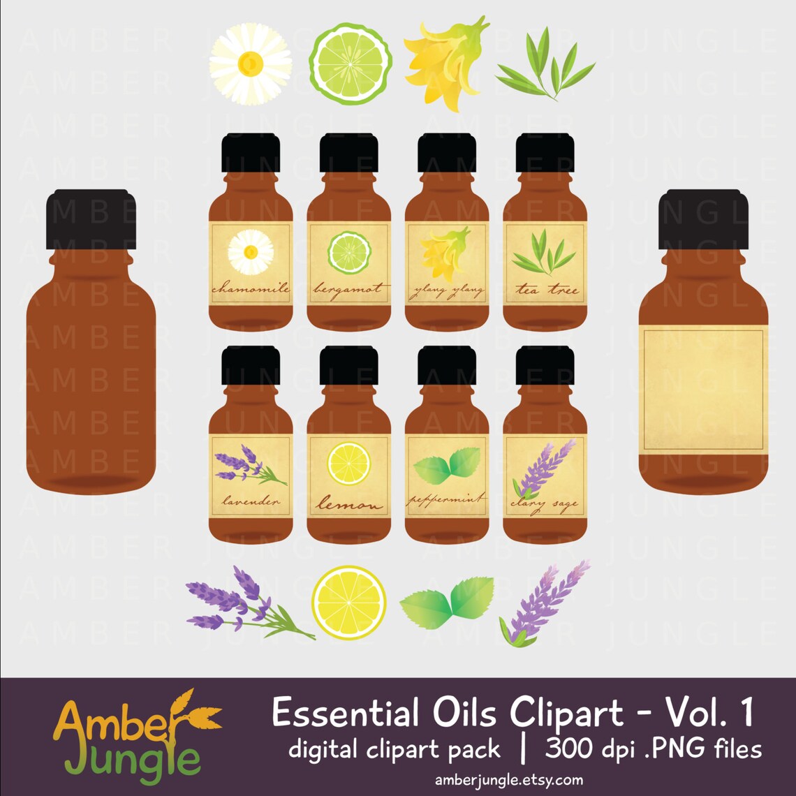 Essential Oil Clipart Vol 1- Aromatherapy Oil Clip Art for Planner ...